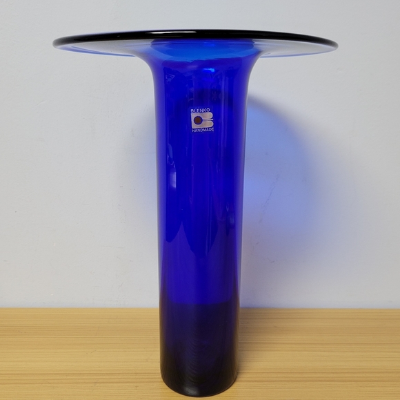 blenko | Art | Blenko Glass Wide Collar Flat Top Vase Cobalt Blue 826l ...